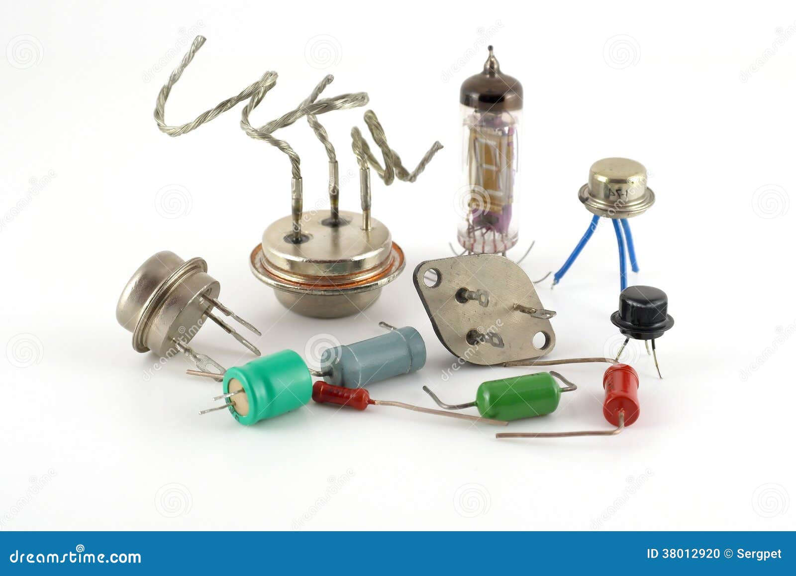 Old electonics components stock photo. Image of capacitor - 38012920