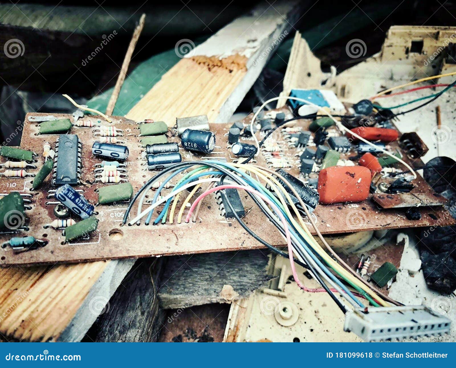 Old Electric Board from a Computer Stock Photo - Image of device, wood ...