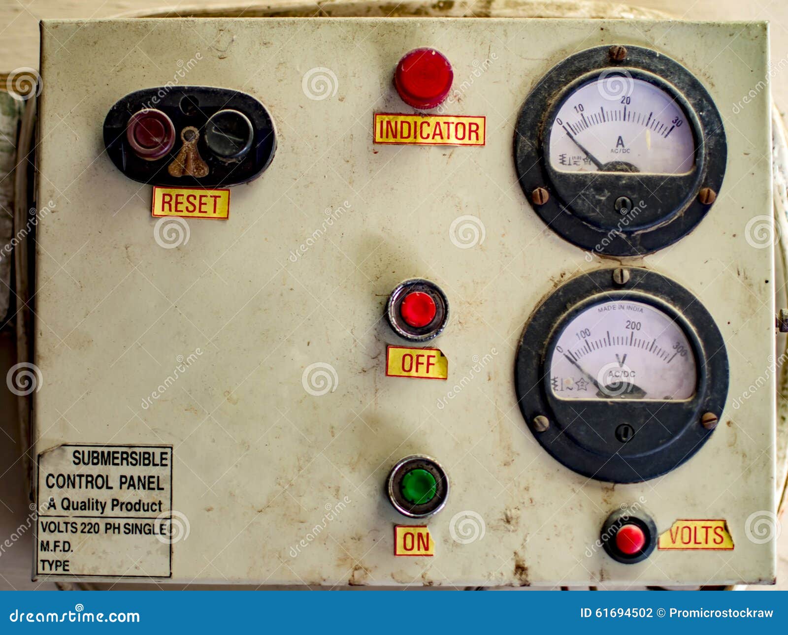 Old electric control panel stock photo. Image of buttons - 61694502