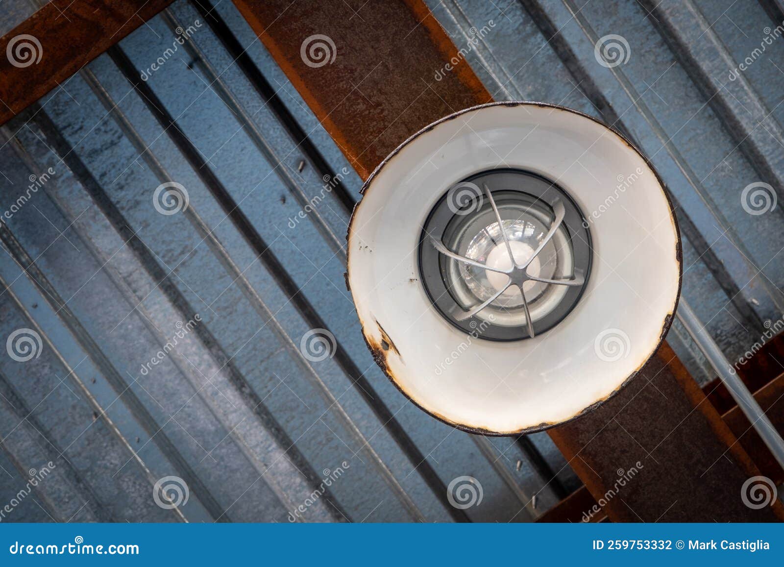 Old Electric Light and Damaged Enamelled Frame Stock Photo - Image of ...