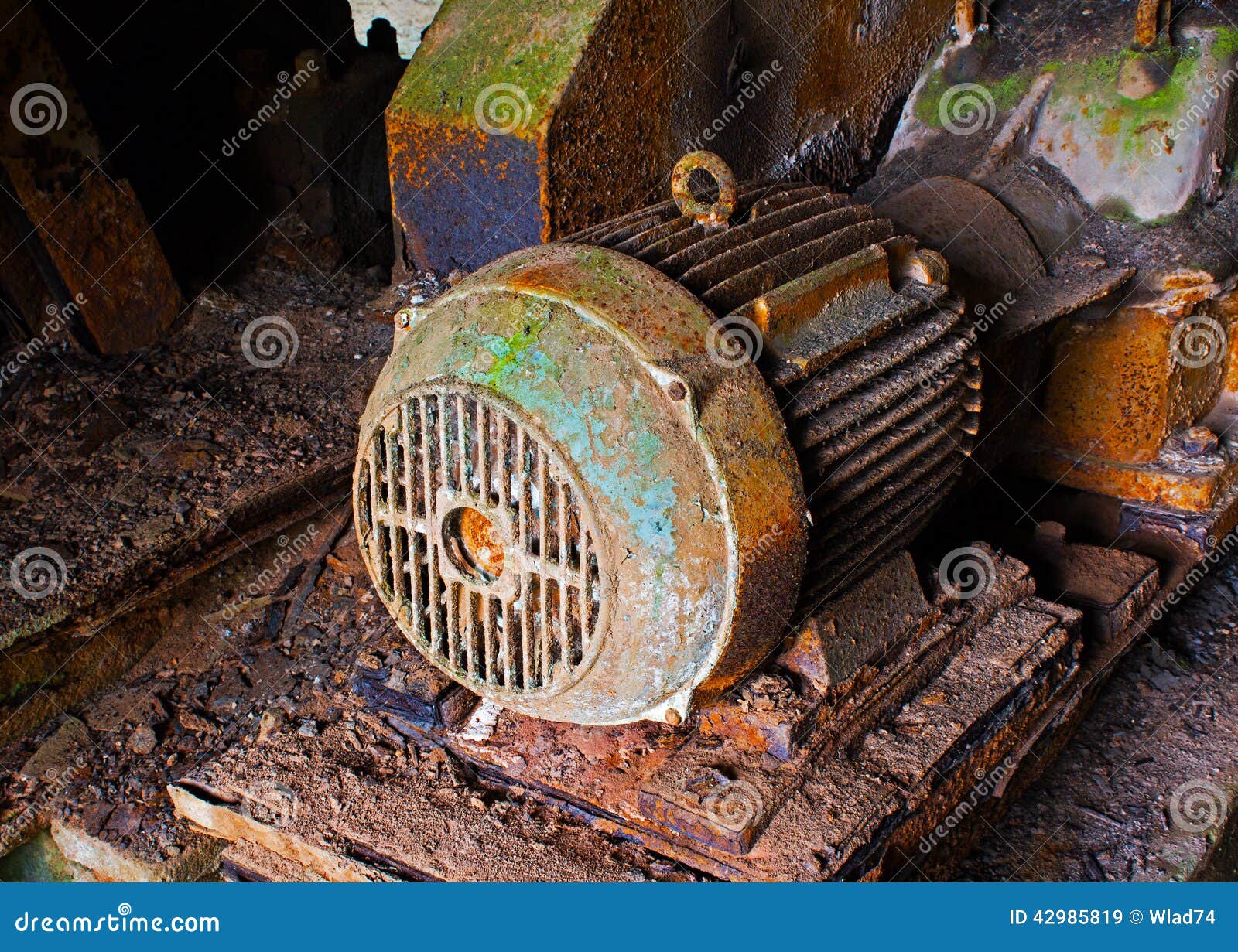 Old Electric Motor in Abandoned Factory Stock Image - Image of device ...