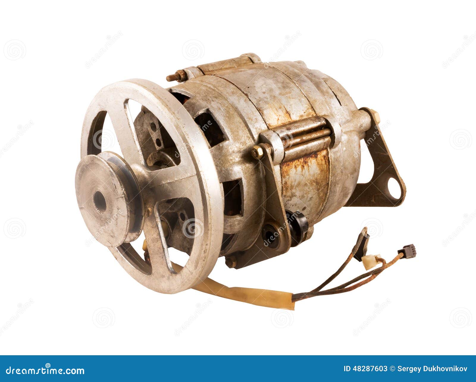 Old Electric Motor with Pulley Stock Image - Image of equipment ...