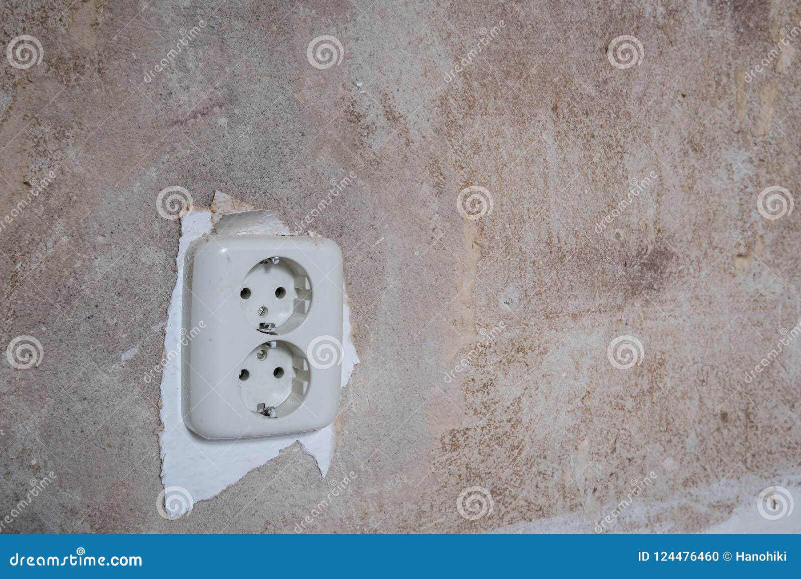 Old Electric Plug Socket Closeup on Vintage Wall Stock Photo - Image of ...