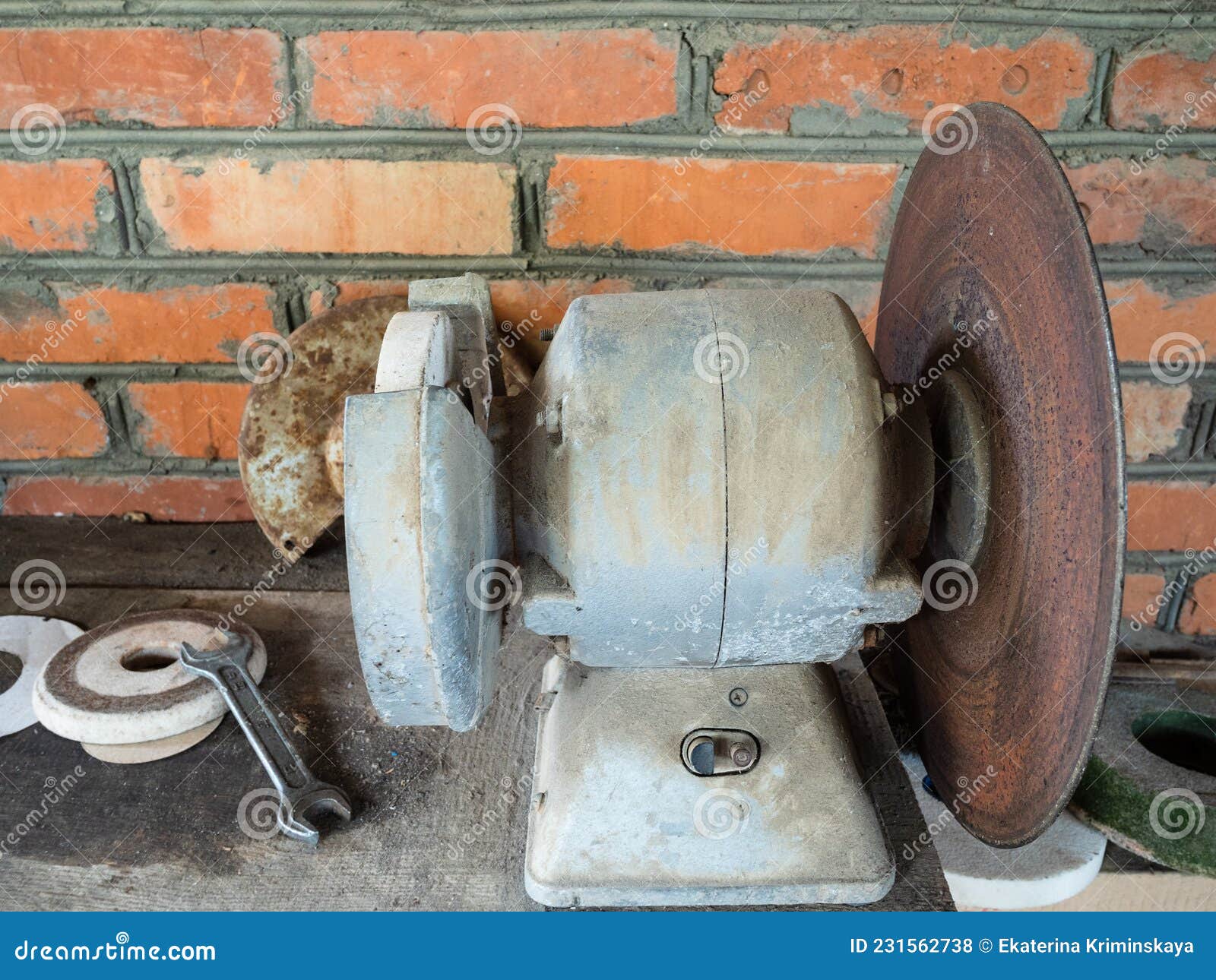Old Electric Sander on Workbench Stock Photo - Image of desk, dirt ...