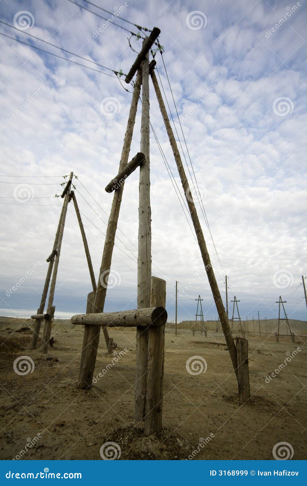 Old Triangle Electricity Wooden Pole Blue Sky Stock Photos - Free ...