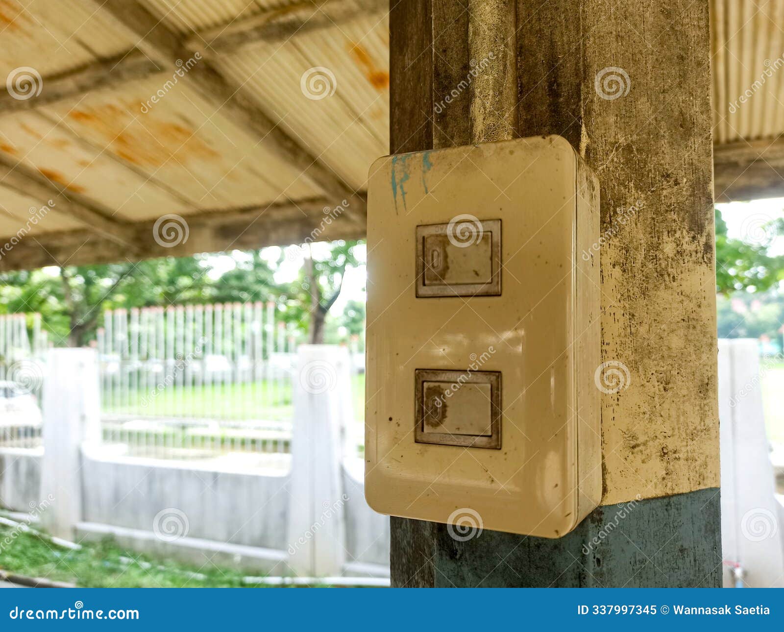 Old Electric Switch on the Pillar in the Public Park Stock Image ...