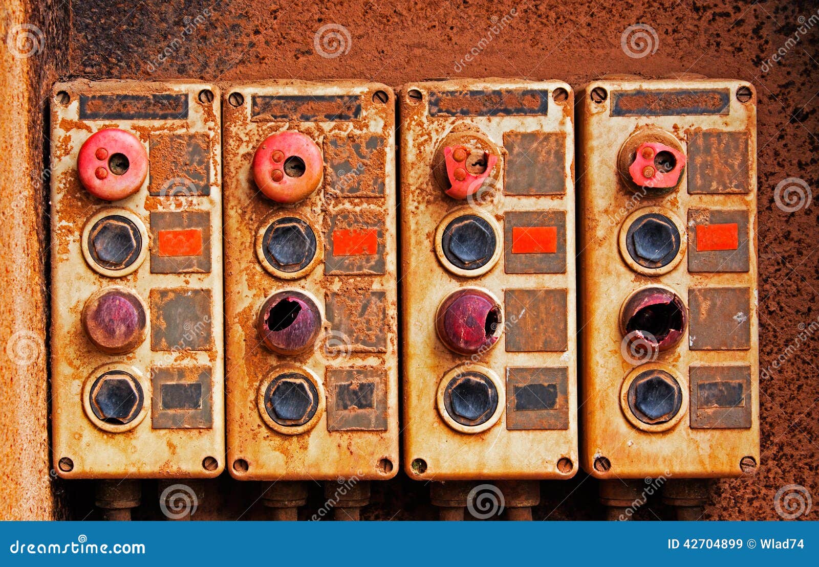 Old Electric Switches on Rusty Iron Wall Stock Image - Image of knife ...