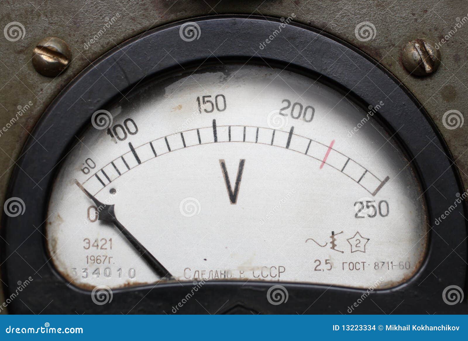 Old electric voltmeter stock photo. Image of device, fashioned - 13223334