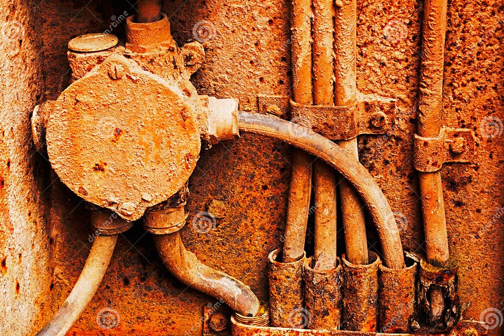 Old Electrical Cables on the Rusty Iron Wall Stock Photo - Image of ...