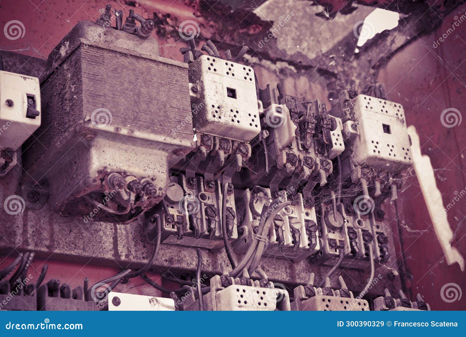 Old Electrical Control Panel Inside a Damaged Metal Junction Box Stock ...