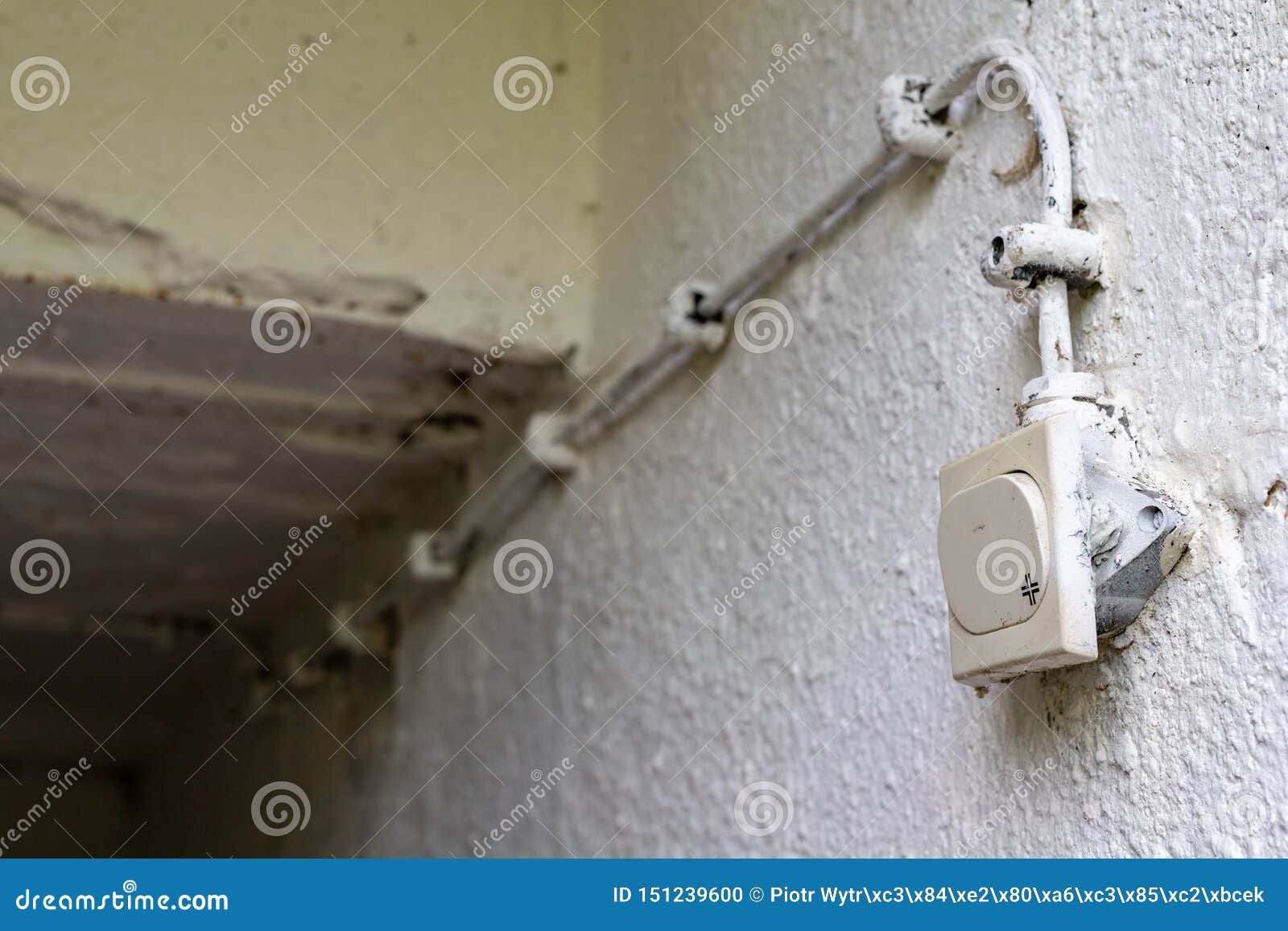 Old Electrical Installation in a Detached House. Light Switch in the ...