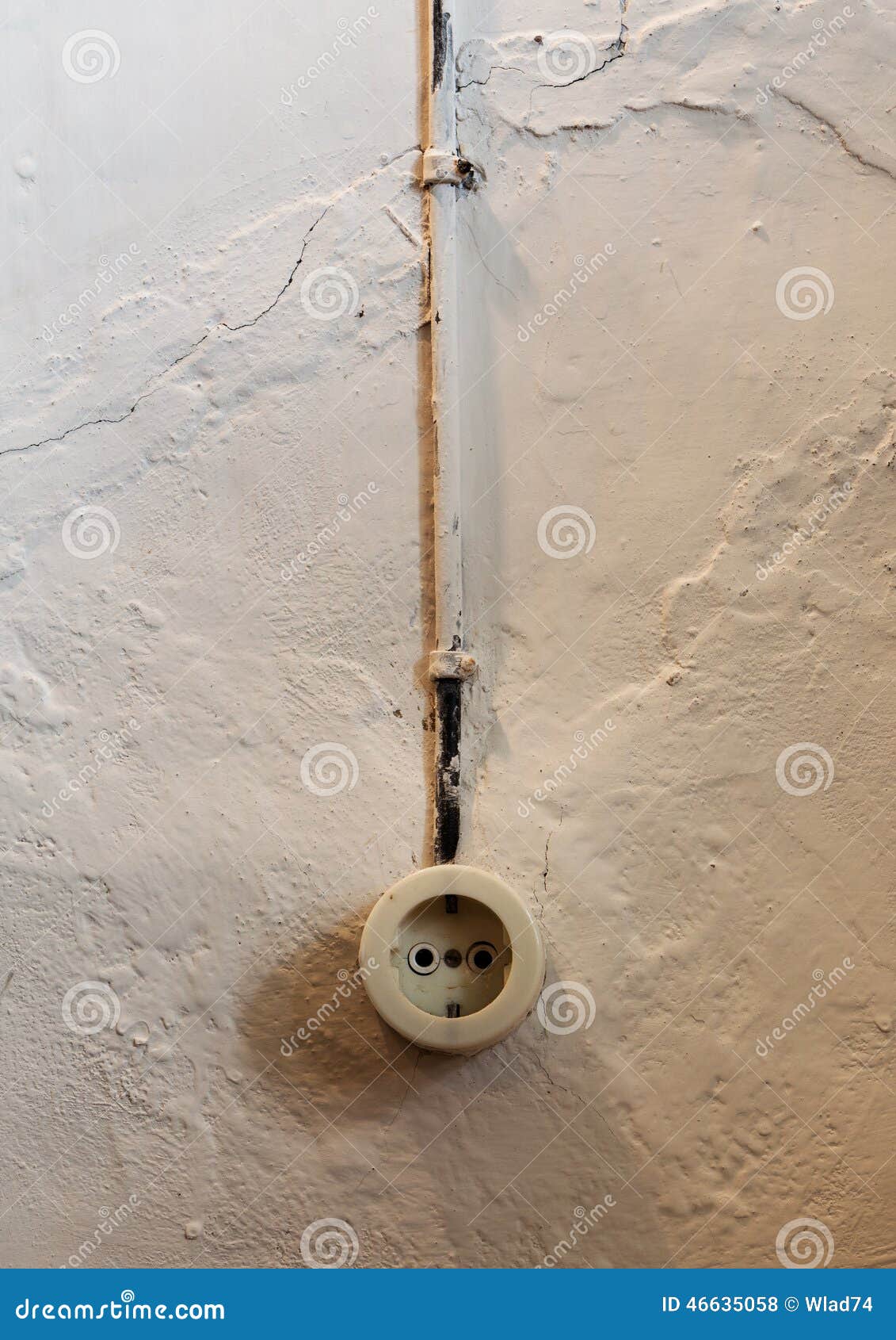 Old Electrical Outlet on Decrepit Wall Stock Photo - Image of crack ...