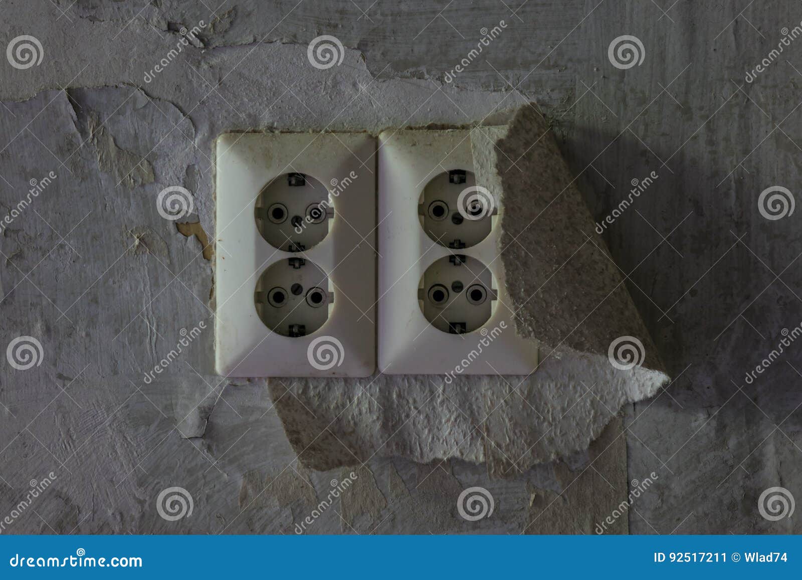 The Old Electrical Outlet on Decrepit Wall, Lost Places Stock Image ...