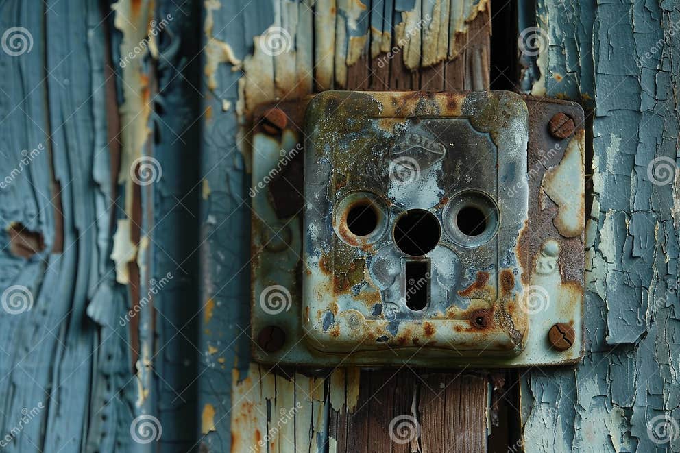 Old Electrical Outlet Showing Rust and Decaying on a Wall Stock ...