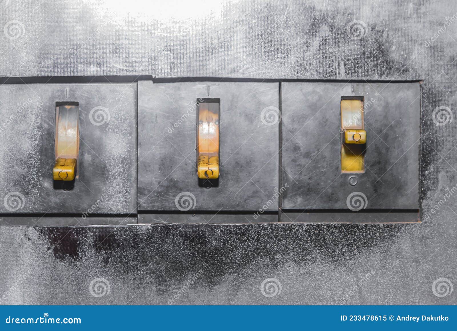 Old Electrical Panel Box with Automatic Buttons Control Panel, Close Up ...