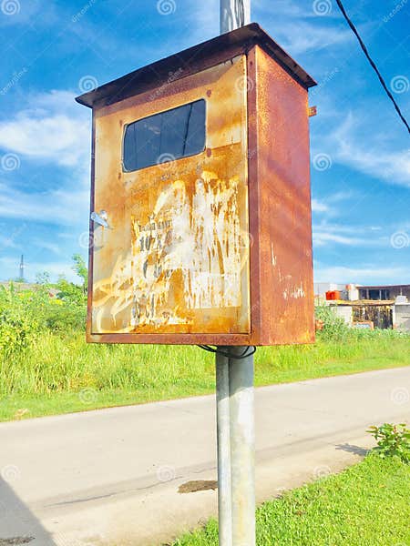 Old Electrical Panel Box on Power Pole Stock Photo - Image of panel ...