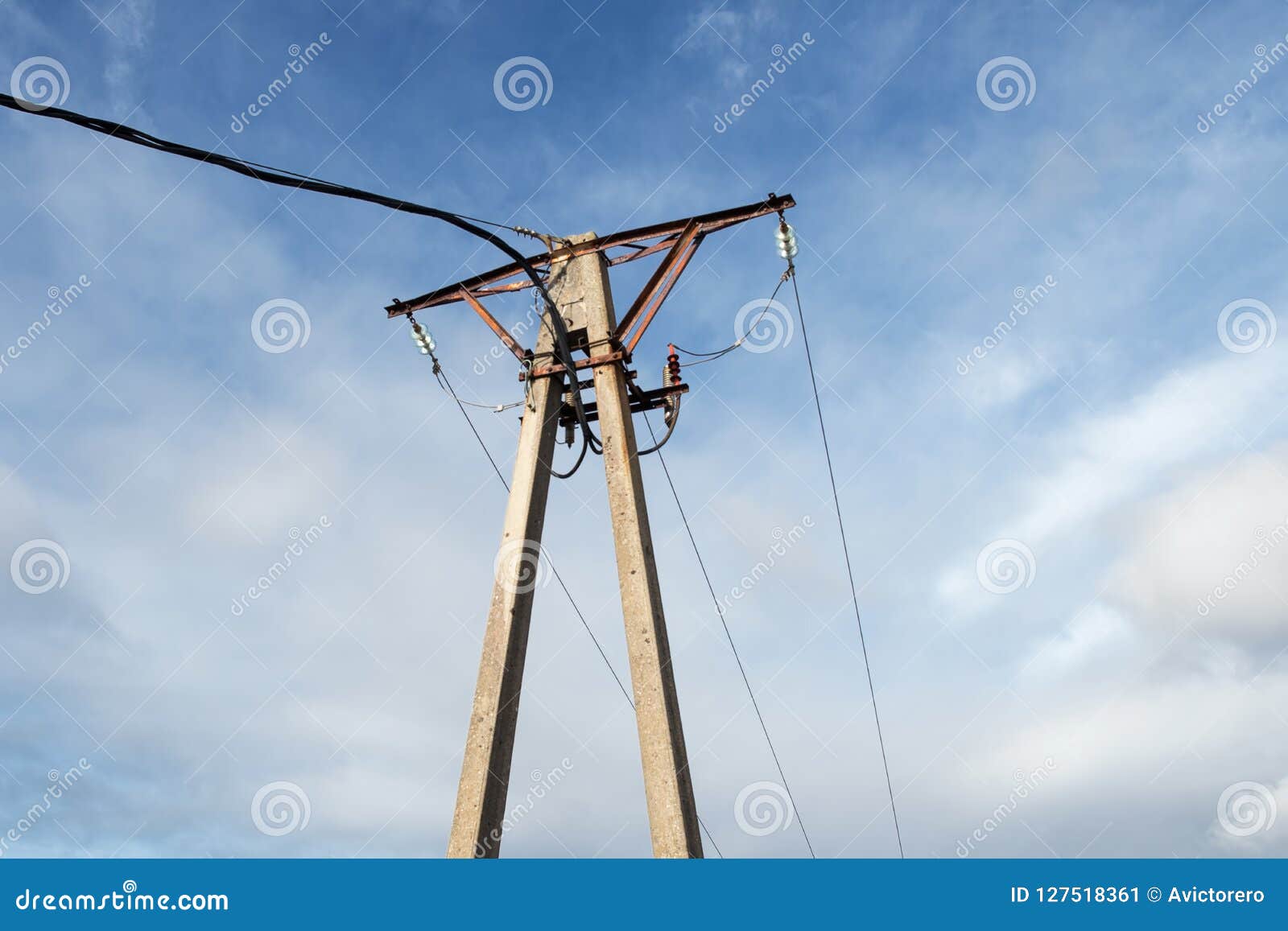 Old Electrical Pylon Made of Concrete and Steeel. Electricity. Stock ...