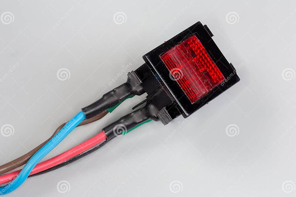 Old Electrical Rocker Switch with Red Backlight Key for Equipment Stock ...