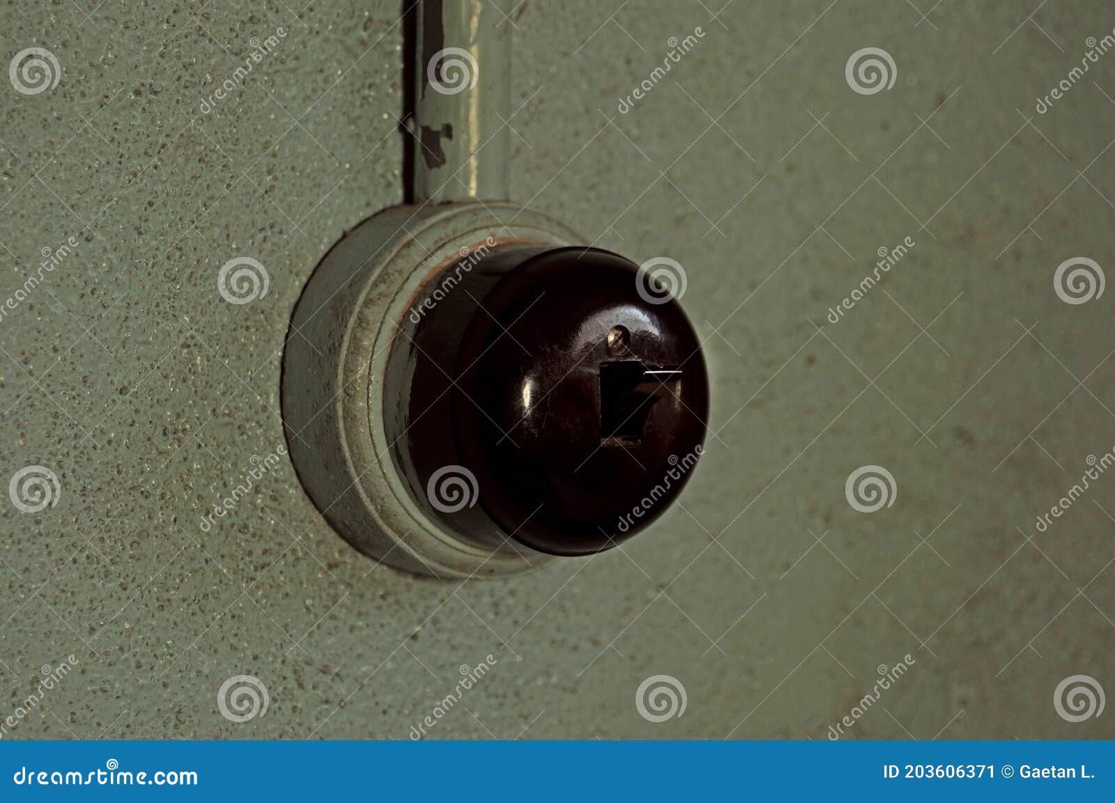 Old Electrical Round Black Switch Stock Image - Image of closeup ...