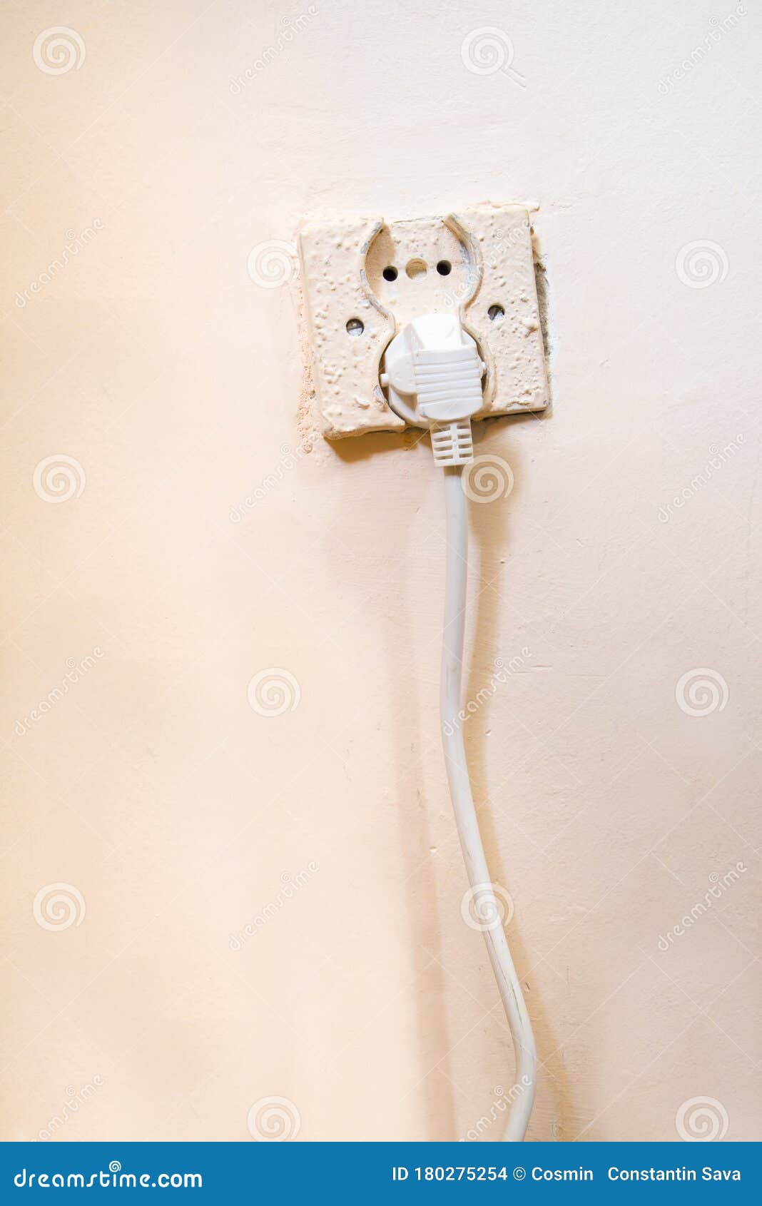 Old Electrical Socket with Power Cable Plug Stock Photo - Image of ...