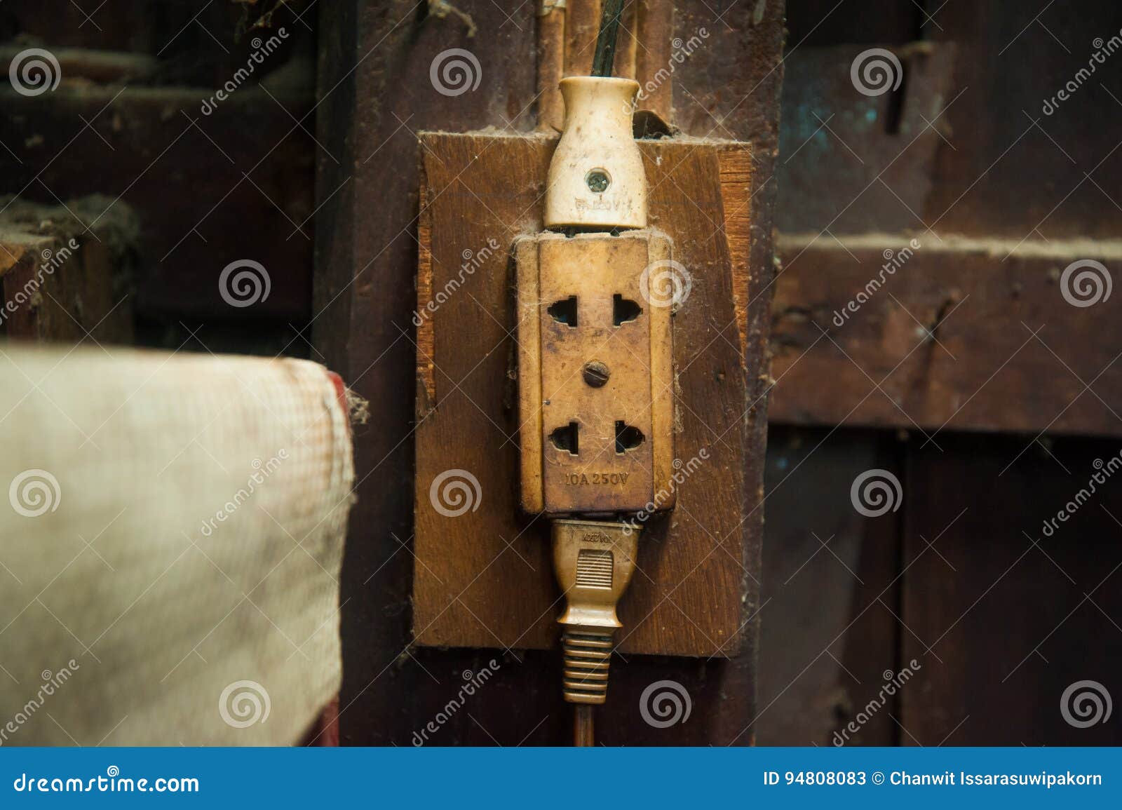 Old Electrical Sockets in Wall of House,process Vintage Style Stock ...