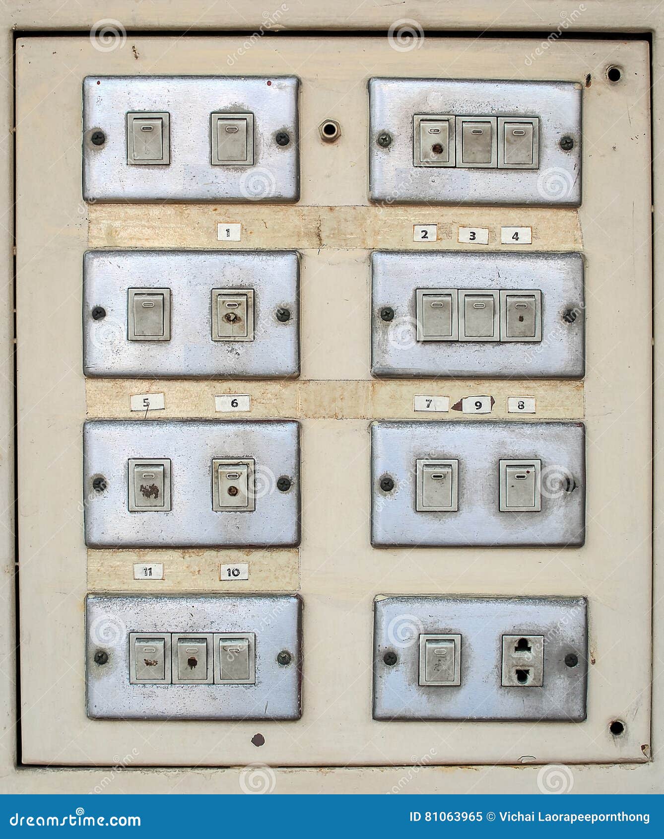 Old Electrical Switch and Plug on Board. Stock Image - Image of ...