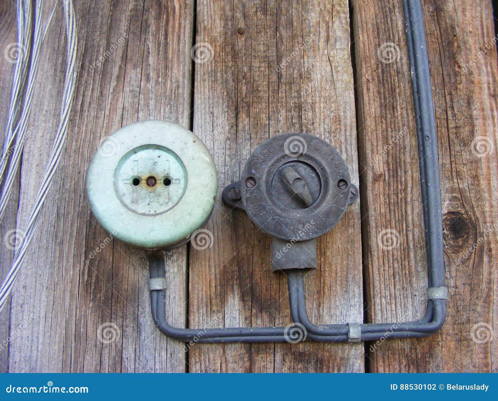 Old Electrical Switch on the Wall Stock Photo - Image of wire, light ...