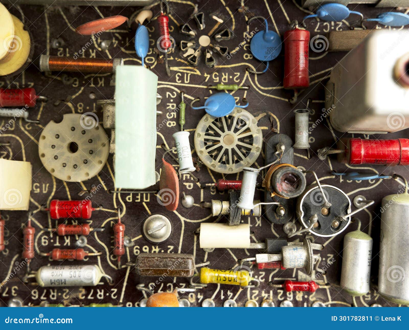 Old Electronic Board with Radio Components. Close-up. Stock Image ...