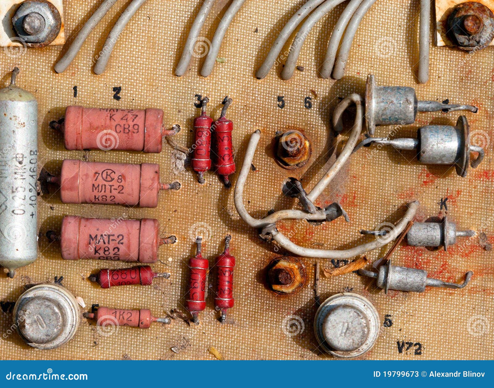 Old electronic circuit stock image. Image of components - 19799673