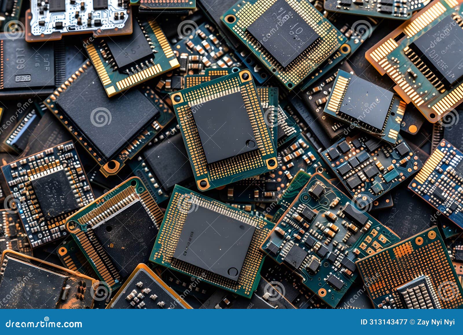 Old Electronic Devices, Chipsets. E Waste and Recycling Concept Stock ...