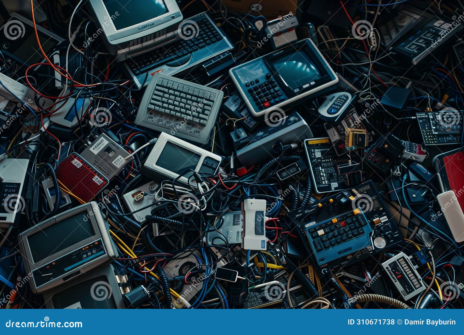 Old Electronic Devices Stacked in a Urban Design Landscape Stock Photo ...