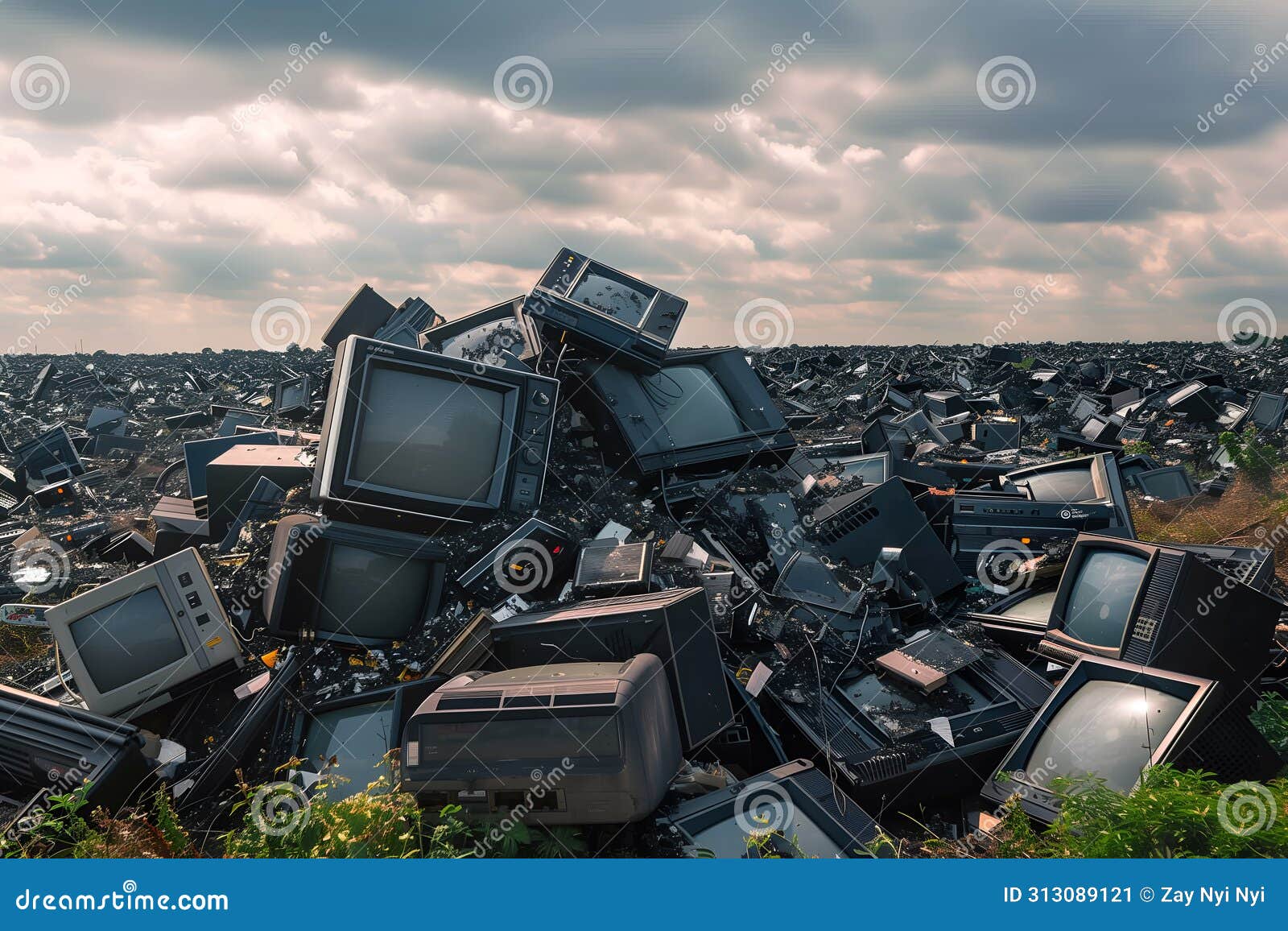 Old Electronic Devices, Televisions. E Waste and Recycling Concept ...