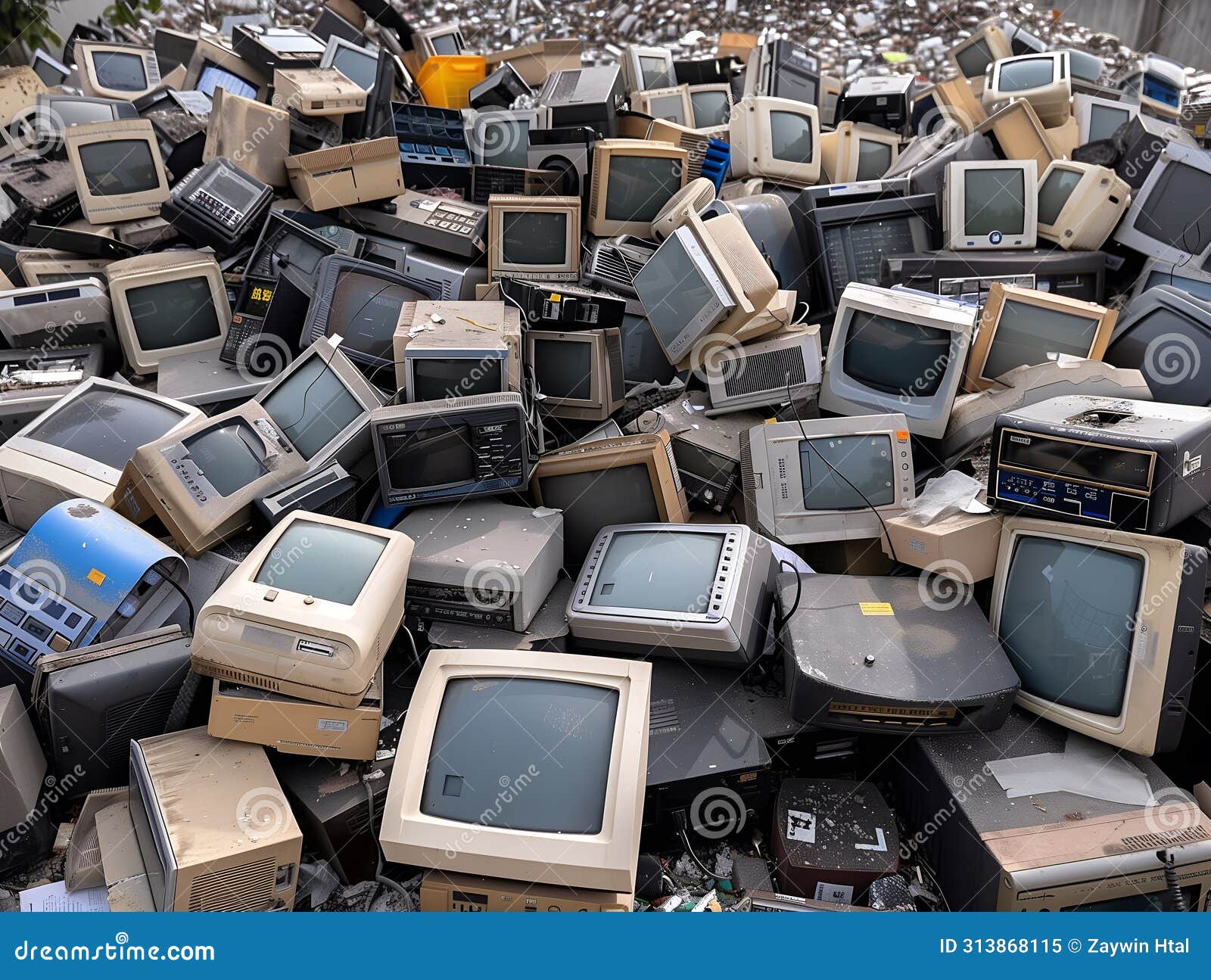 Old Electronic Devices, Televisions. E Waste and Recycling Concept ...