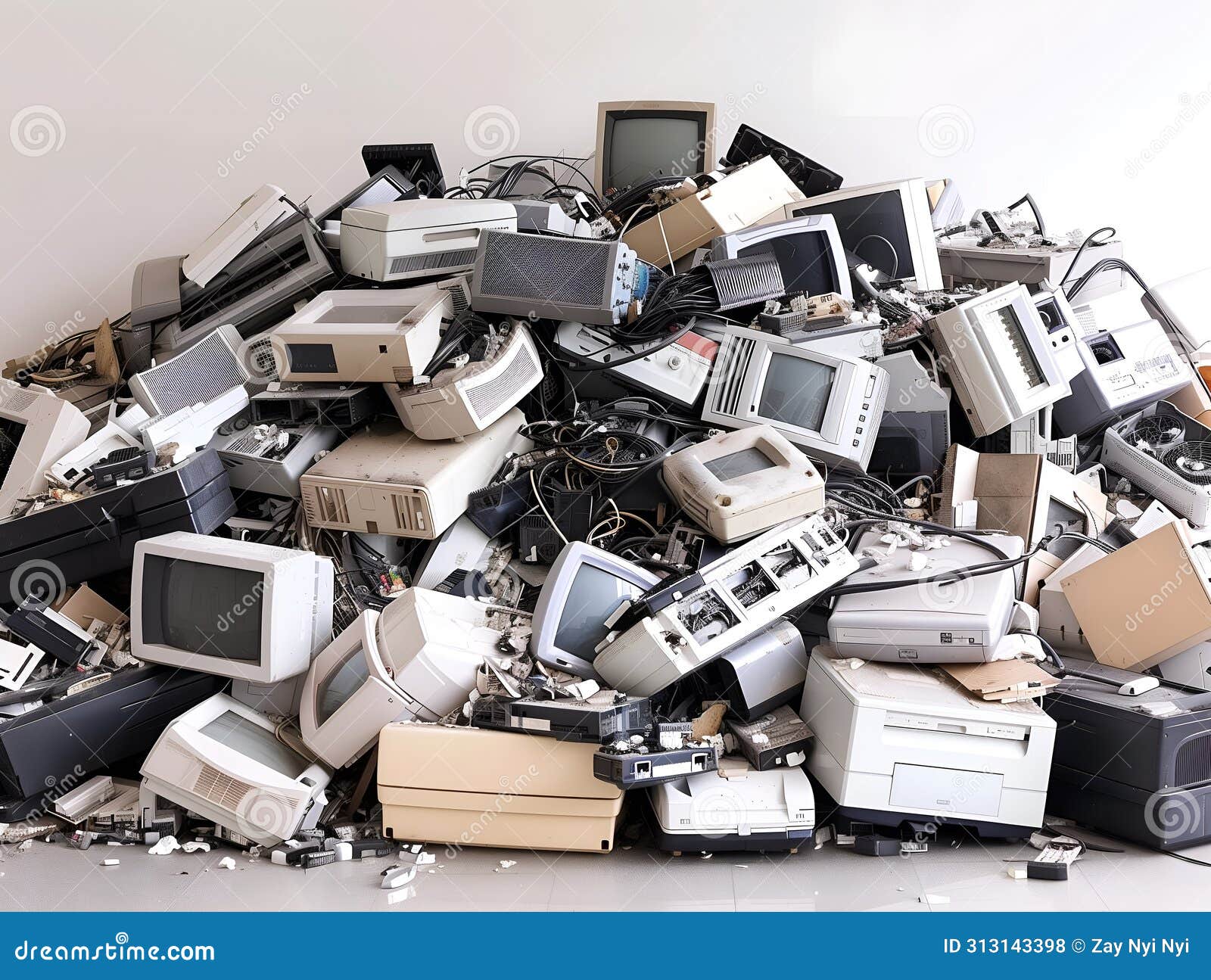 Old Electronic Devices, Televisions. E Waste and Recycling Concept ...
