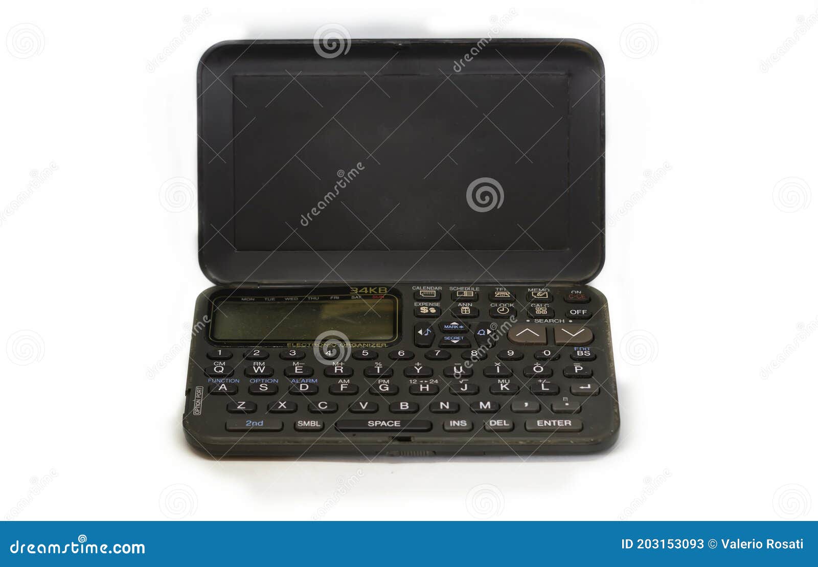 Old Electronic Organizer with Liquid Crystal Display Stock Image ...