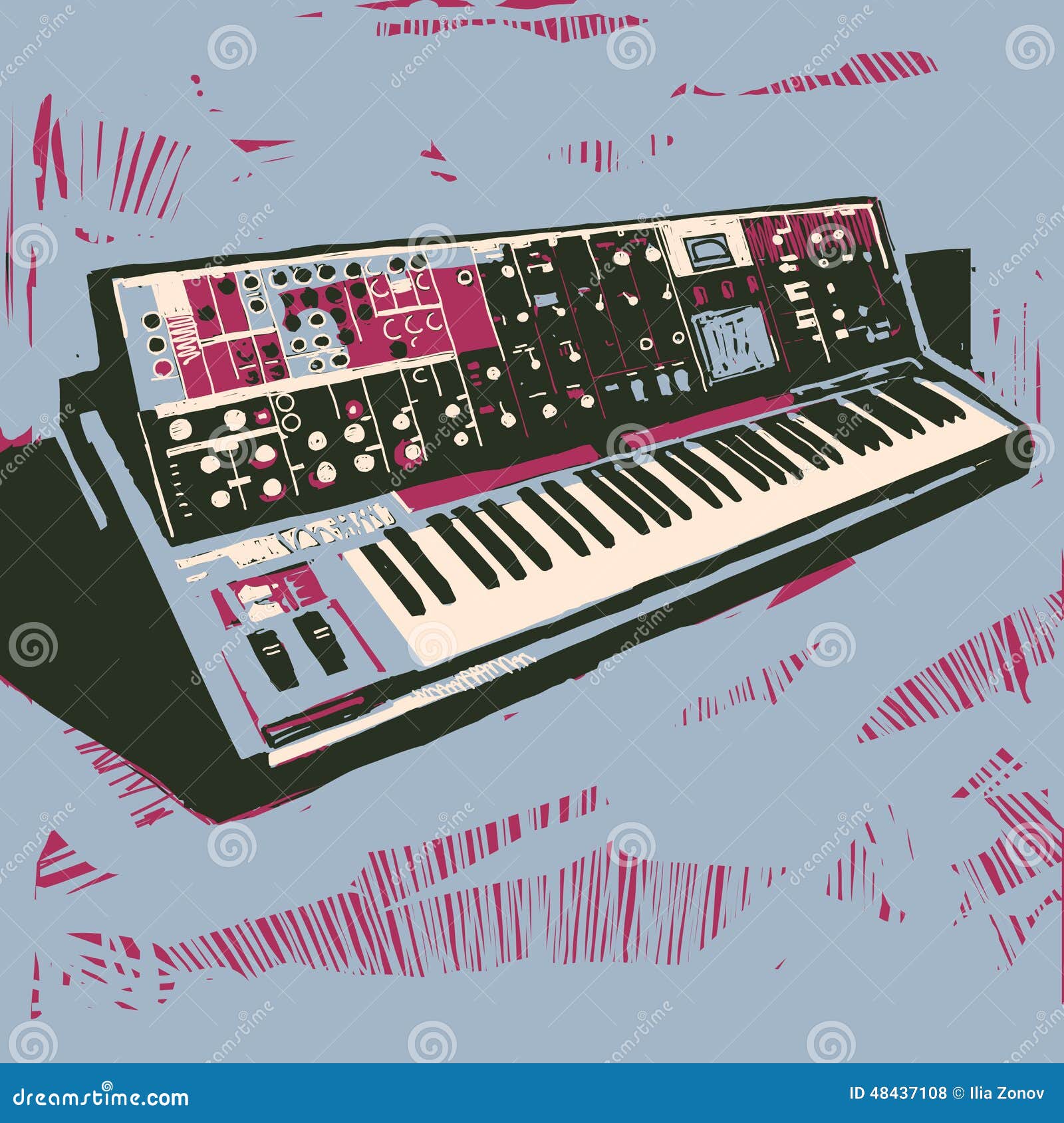 Old electronic synthesizer stock vector. Illustration of keyboard ...