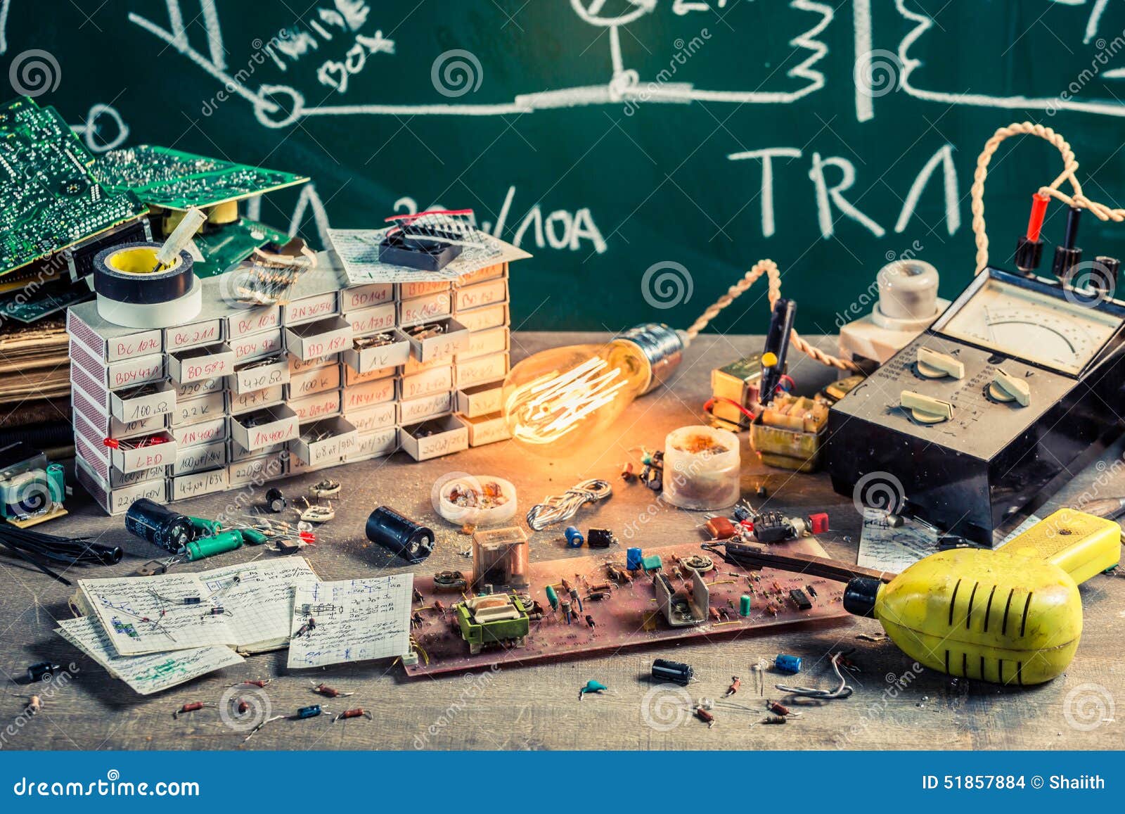 Old Electronics Workshop in Laboratory Stock Photo - Image of physics ...