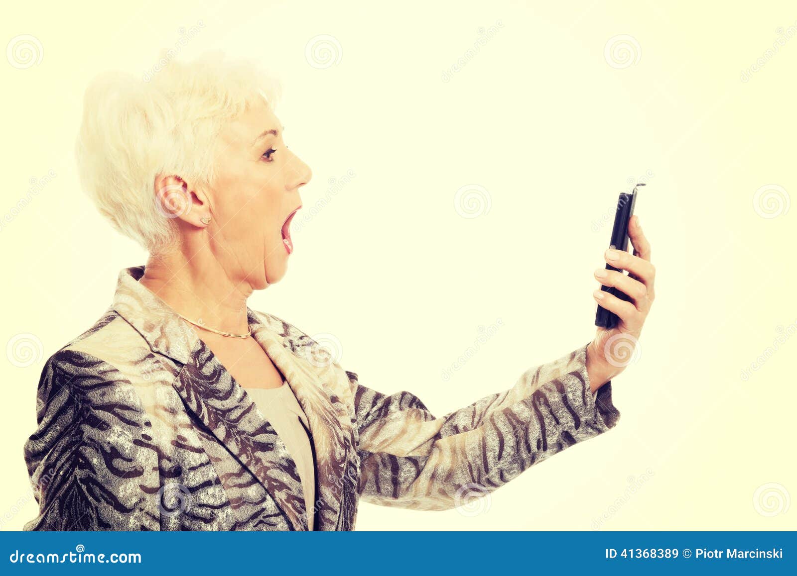 An Old Elegant Lady Using Mobile Phone. Stock Image - Image of ...