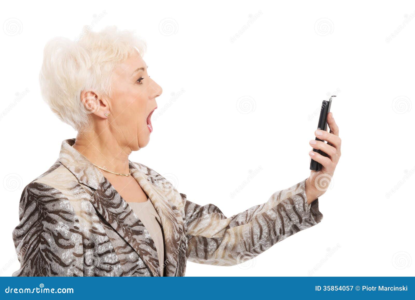 An Old Elegant Lady Using Mobile Phone. Stock Image - Image of elderly ...