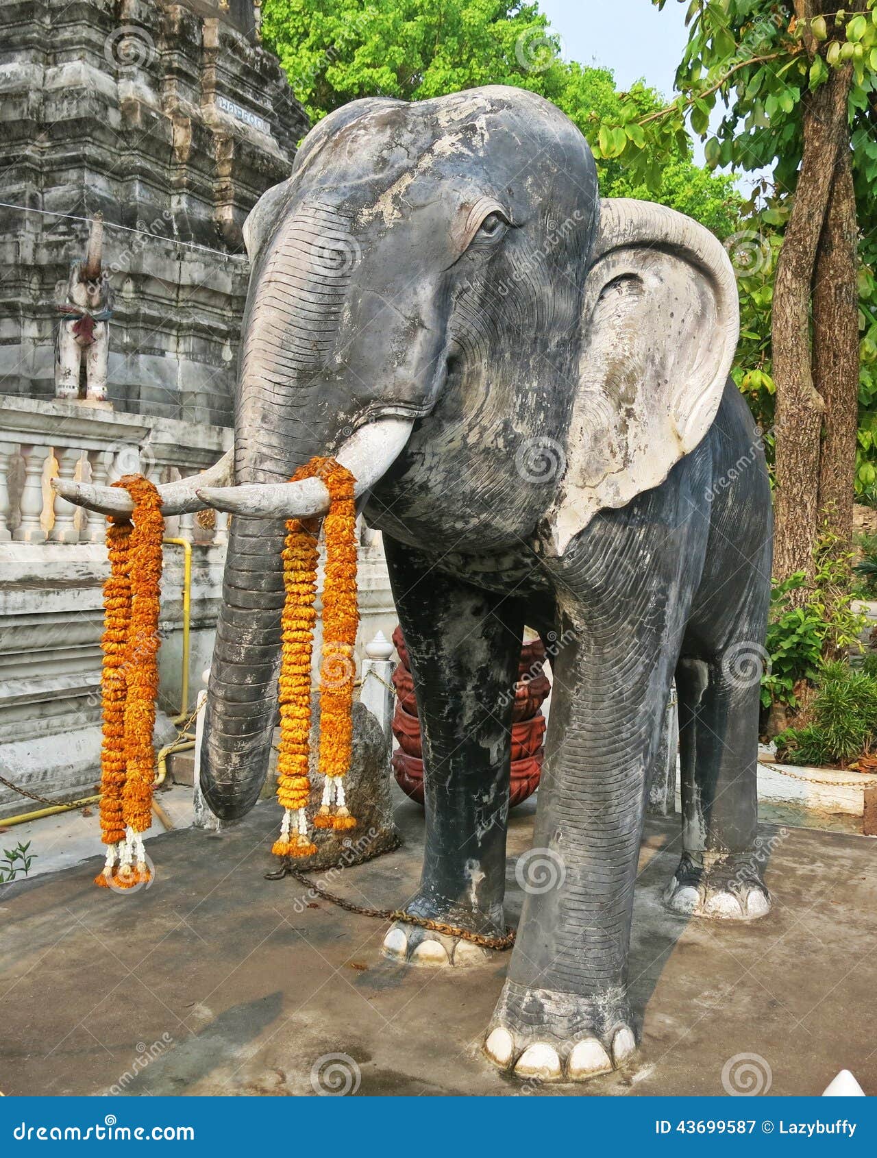 Old Elephant Statue in Buddhist Temple Stock Image - Image of religion ...