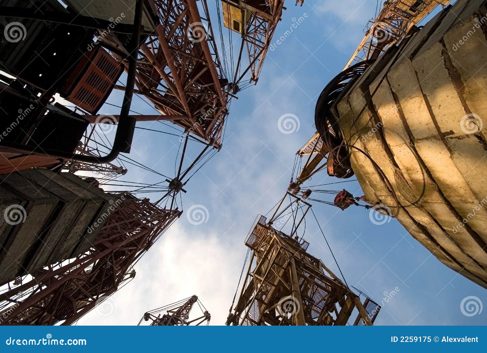 Old elevating cranes stock image. Image of crane, fire - 2259175