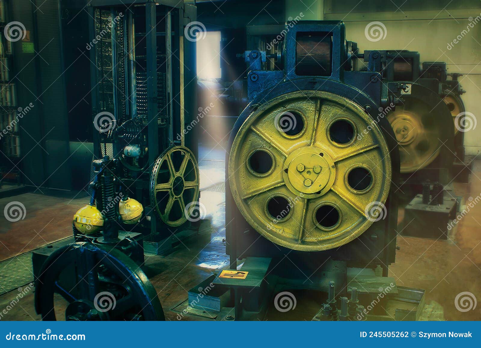 Old elevator machine room stock photo. Image of iron - 245505262