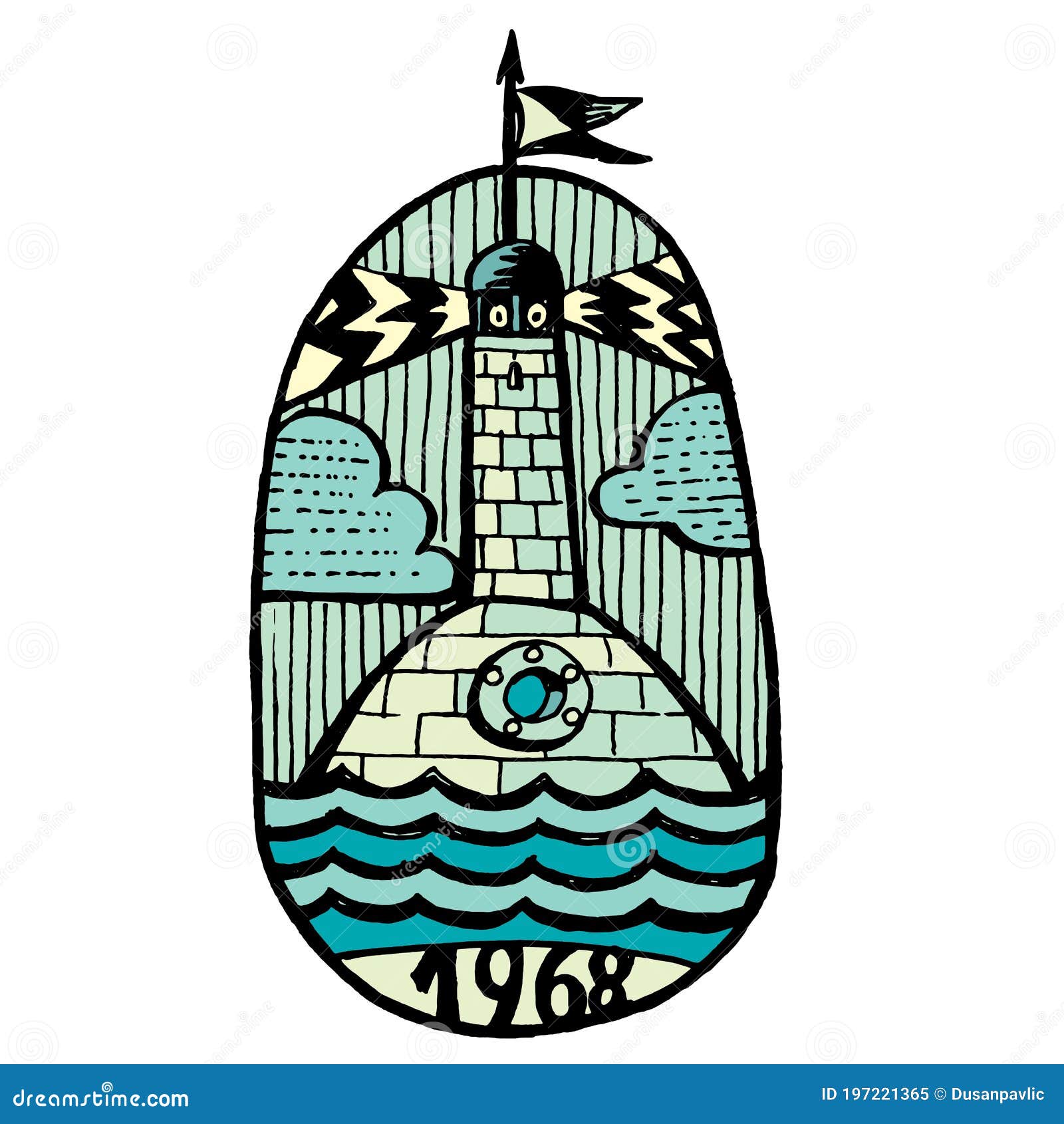 Old Emblem Lighthouse from 1968 Stock Vector - Illustration of emits ...