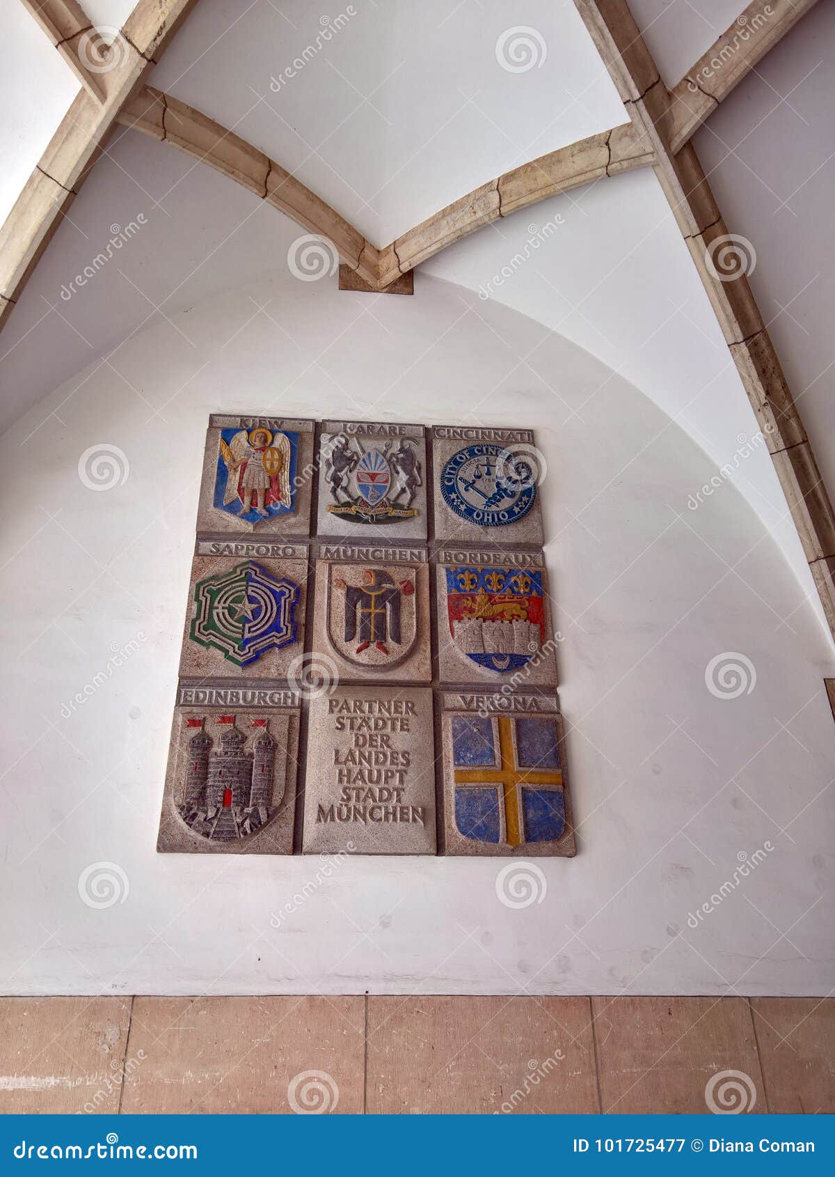 Old emblems on the wall stock image. Image of medieval - 101725477