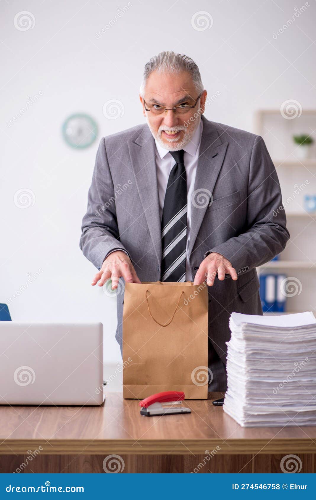 Old Male Employee Receiving Present at Workplace Stock Photo - Image of ...