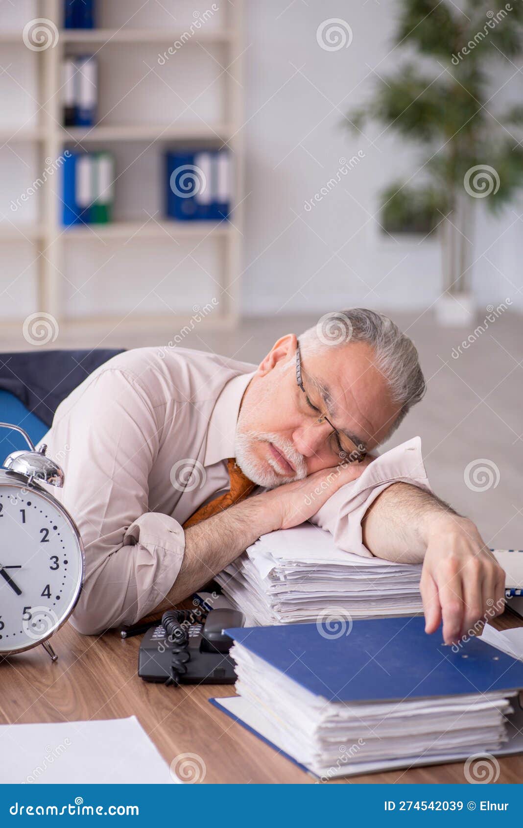 Old Male Employee in Time Management Concept Stock Image - Image of ...