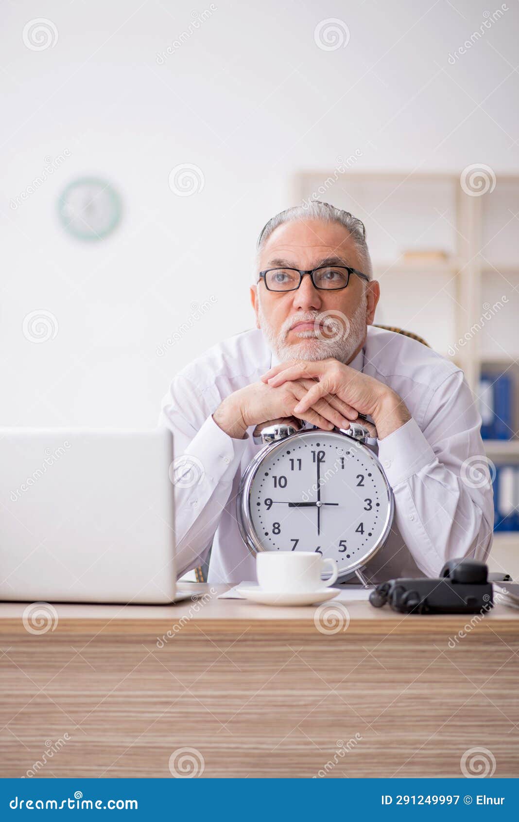 Old Male Employee in Time Management Concept Stock Image - Image of ...