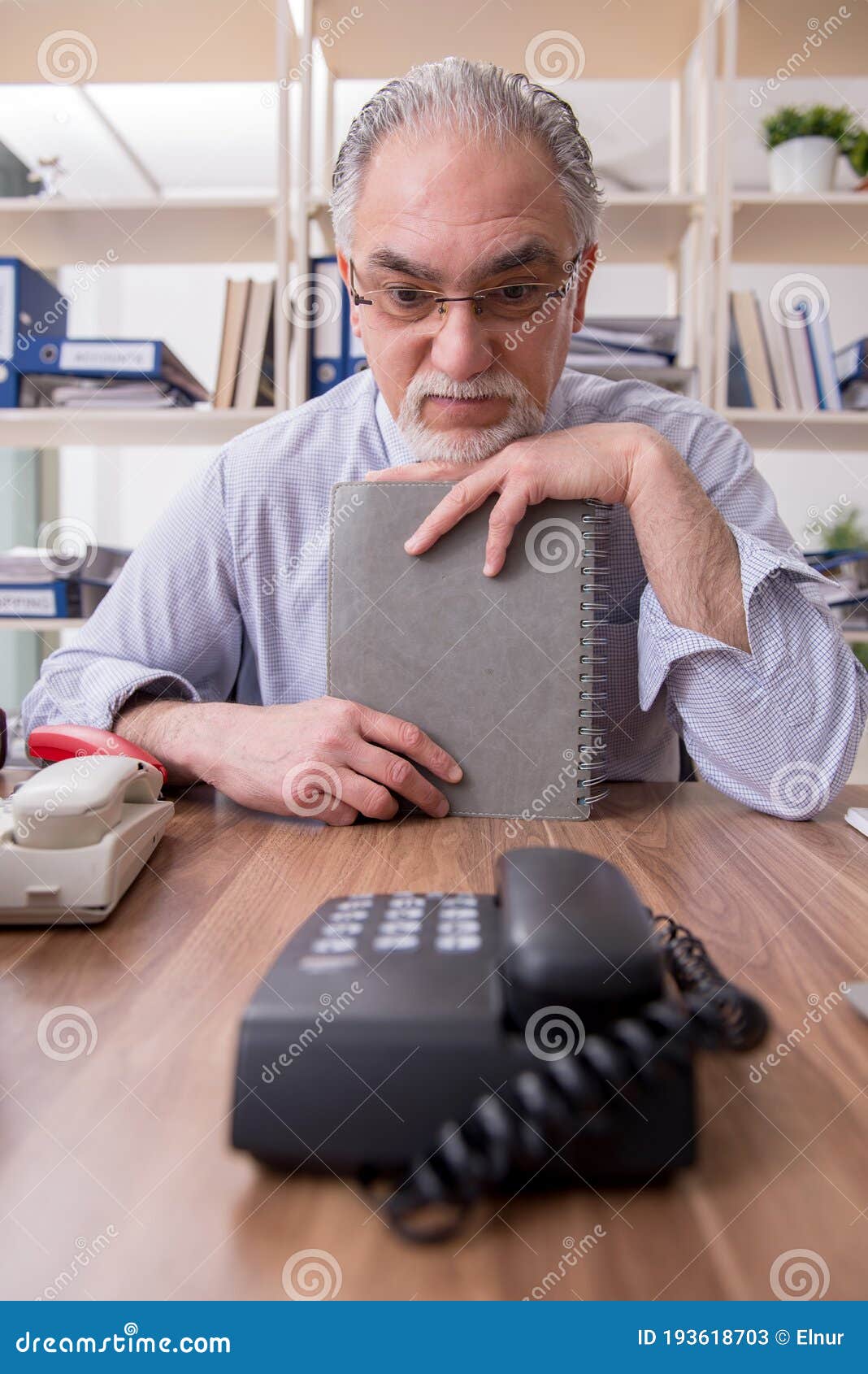 Old Male Employee Unhappy with Excessive Work Stock Image - Image of ...