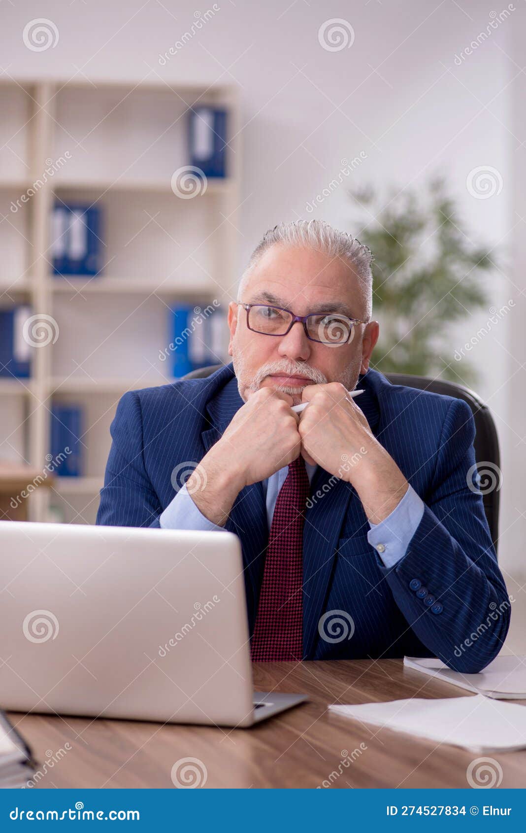 Old Male Employee Working in the Office Stock Photo - Image of ...