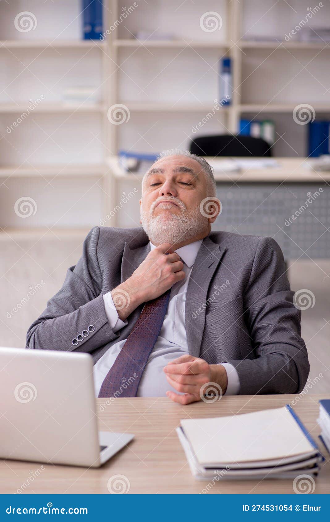 Old Male Employee Working in the Office Stock Photo - Image of business ...